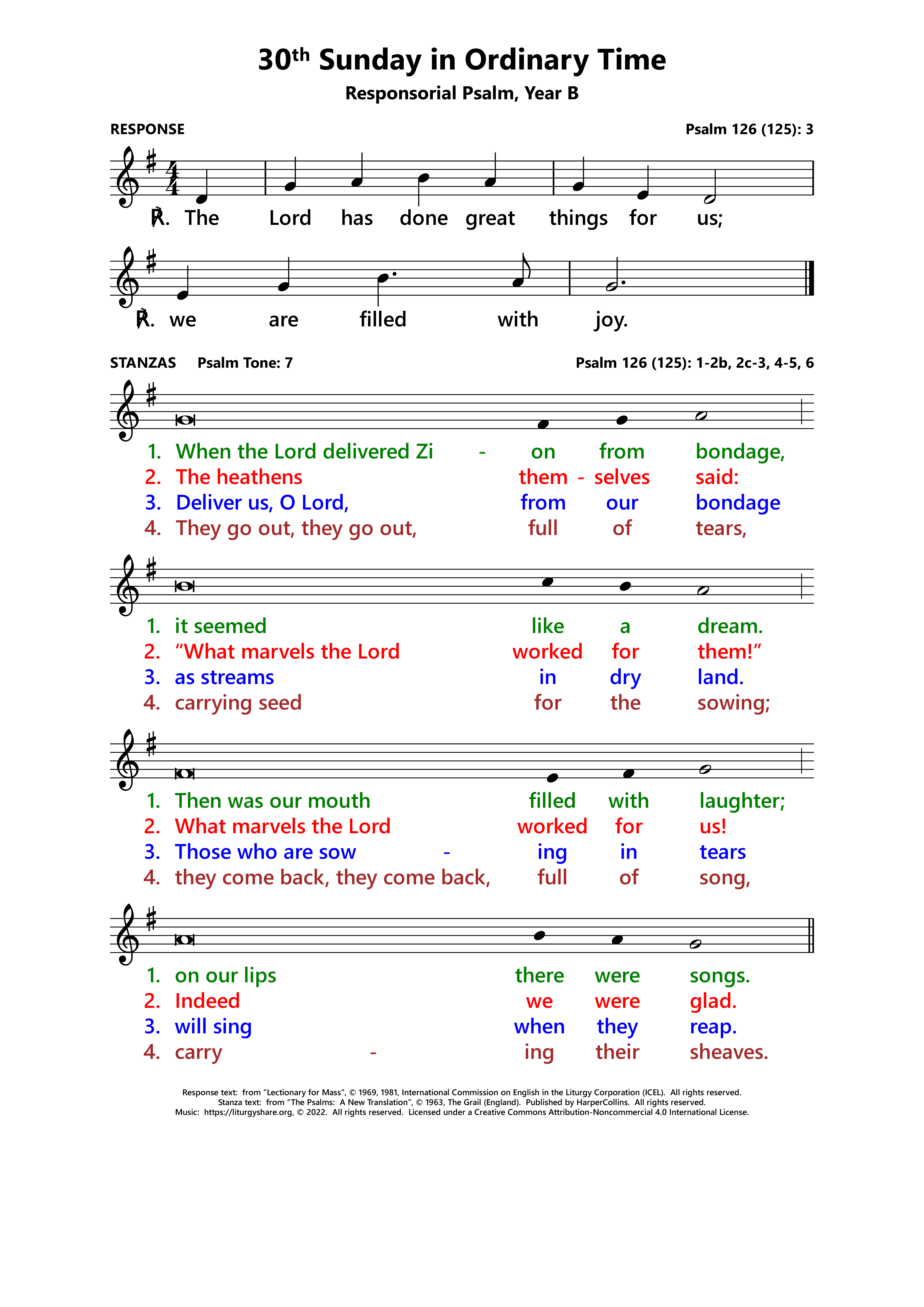 30th Sunday in Ordinary Time: Responsorial Psalm, Year B